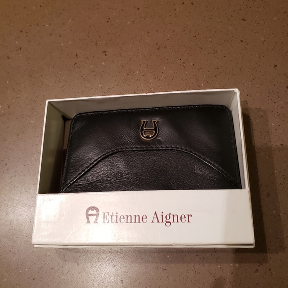 Etienne Aigner | Bags | Vintage Genuine Leather Black Aigner Wallet ...